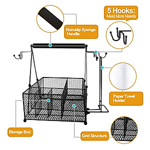 SCNVO Grill Caddy, BBQ Caddy with Paper Towel Holder, Utensil Caddy for Kitchen Organizer, Picnic Condiment Flatware Caddy for Camping Barbecue Griddle Grilling Rv Patio Camper Accessories Organizer