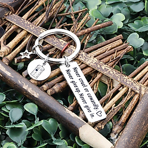 AKTAP Police Box Keychain Gift Never Cruel Or Cowardly Never Give Up Never Give In Movie Quote Jewelry For Fans (Police Box Keychain)