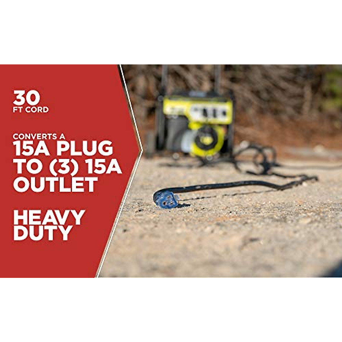 Southwire 65038901 14/3 25-Ft. Generator Power Cord; Black