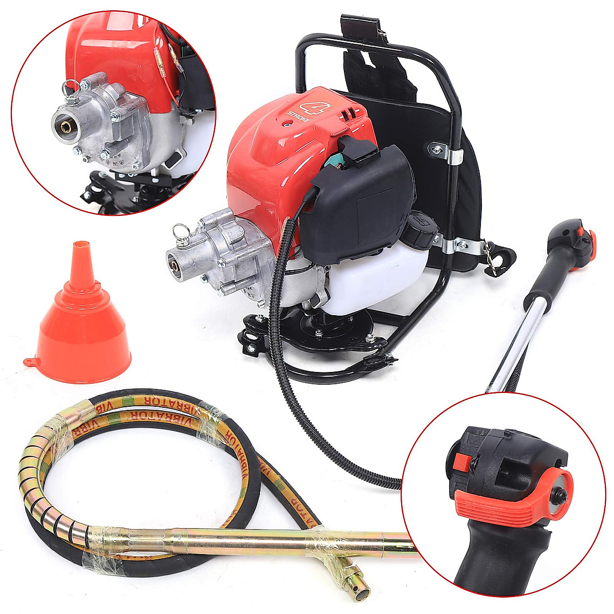 1.4HP Concrete Vibrator 38.7CC Single Cylinder Backpack Vibrator Portable Insertion Vibrator Air Bubbles Level Remover Construction Tool for Construction Sites
