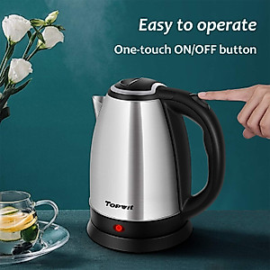 TOPWIT Electric Kettle Hot Water Kettle, 2.0L Stainless Steel Electric Tea Kettle & Coffee Kettle, BPA-Free Water Warmer with Fast Boil, Auto Shut-Off & Boil Dry Protection