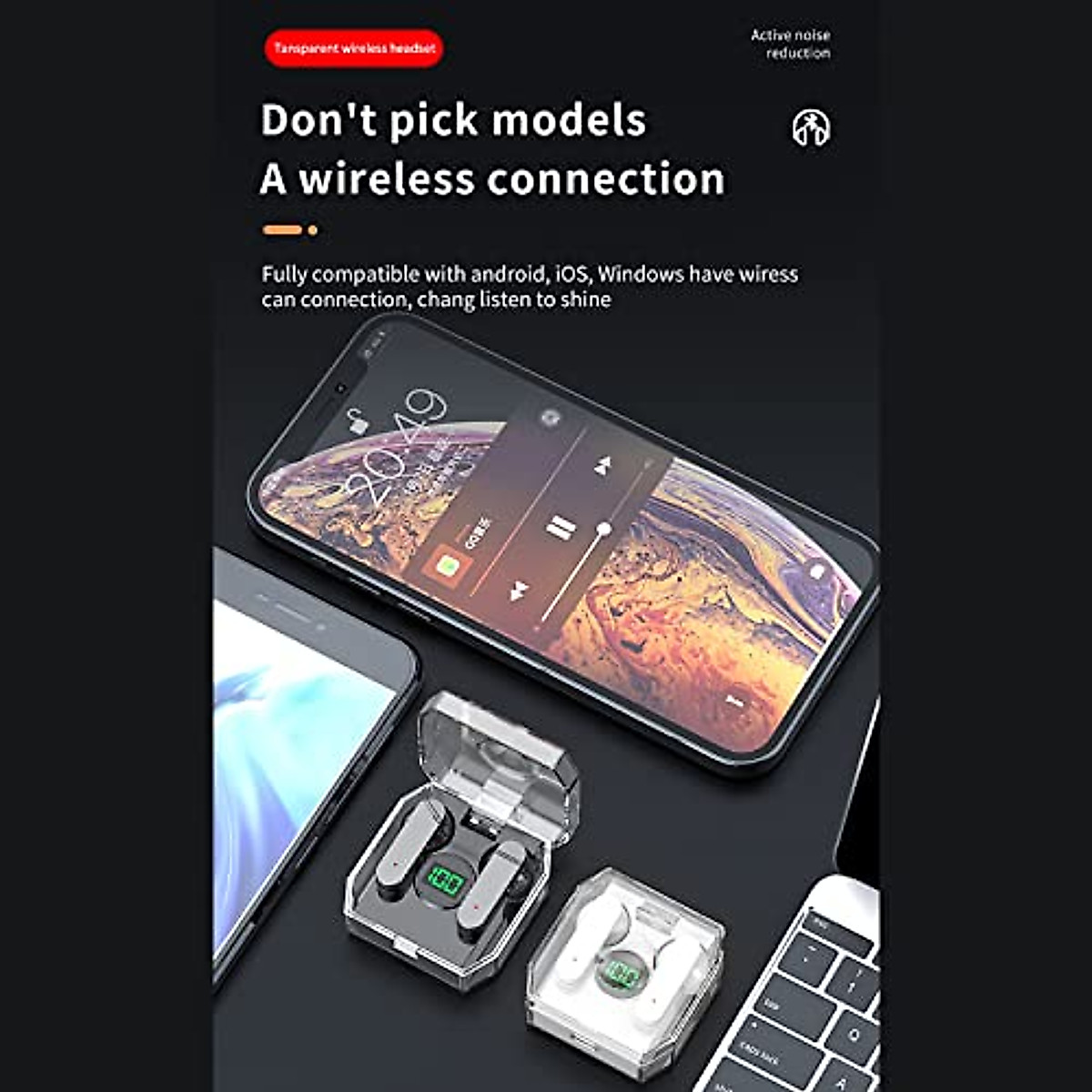 MUMICO 2023 New Wireless Bluetooth Earbuds -Digital Display, Noise Reduction, Waterproof, HD Mic, 360° Immersion Surround Sound, Large Capacity Battery Life, Suitable for Games, Sports