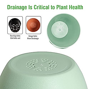 WOUSIWER Plant Pots 10/9/8 inch, Set of 3 Modern Decorative Plastic Planters with Drainage Holes and Saucers for House Plants Indoor Flowers Plants, Green