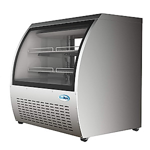 KoolMore 47" Deli Case and Meat Display Stainless-Steel Refrigerator for Commercial Use, Multi-Tiered Shelves, Curved Glass Front, LED Lighting and Rolling Caster Wheels - 18 cu.ft, RD18C-SS