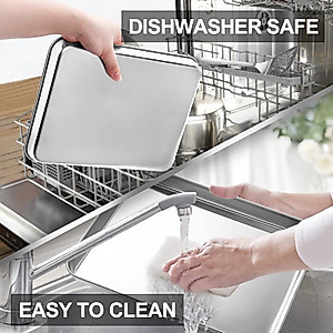 4 Pieces Quarter Sheet Pan, CEKEE Stainless Steel Cookie Sheets for Baking, Baking Sheets For Oven, Baking Pan Tray Cookie Pan, Warp Resistant & Heavy Duty Baking Pans Set - Size 12 x 10 x 0.98 Inch