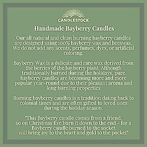 Candlestock Real Bayberry Tea Light Candle Pack - Pure Bayberry and Pure Beeswax Blend - Pack of 6 Natural Bayberry Tea Light Candles - Unscented Pure Bayberry