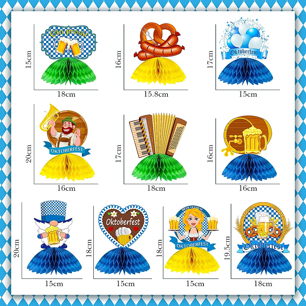 10 PCS Oktoberfest Party Decorations Oktoberfest Honeycomb Centerpieces Oktoberfest Table Centerpieces Bavaria Theme Party Supplies Beer Party Table Decorations German Beer Festival Decorations