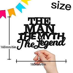 The Man The Myth The Legend Cake Topper Decorations Dad Birthday Theme Happy Father’s Day Party Decor Supplies Black
