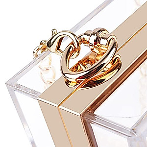 WEDDINGHELPER Transparent Clear Acrylic Square jelly Evening Bag for Women,Fashion Lovely Shoulder Bag for Dinner Party Travel (CLEAR1)