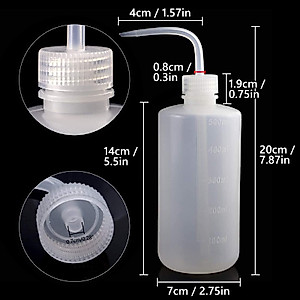 Canethy Tattoo Wash Bottle, 2Pcs Squeeze Bottle 500ml 16oz Plastic Safety Wash Bottle LDPE Squirt Bottle Tattoo Bottle for Laboratory Supplies Tattoo Supplies Watering Tools