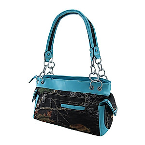 Camouflage Rhinestone Western Buckle Purse/Wallet Set Purple Trim