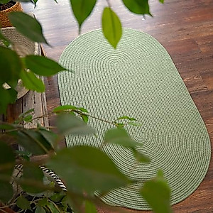 Colonial Mills Delicious Braided Reversible Solid 2X4 Scatter Throw Rug - Palm, Handcrafted in USA, Woven Texture, High Traffic, Entry, Kitchen, Living Room, Bed, Bath, Foyer, Porch - 2' X 4' Oval