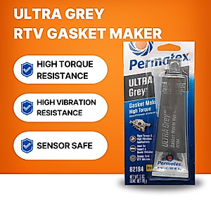 Permatex 82194 Ultra Grey Rigid High-Torque RTV Silicone Gasket Maker, 3.5 oz.