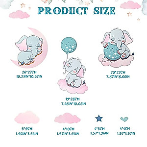 Glow in The Dark Elephant Wall Decals Stickers Dream Big Little One Pink Moon Grey Stars Wall Decal for Girls Bedroom Kids Nursery Room Living Room Bedroom Home Decor
