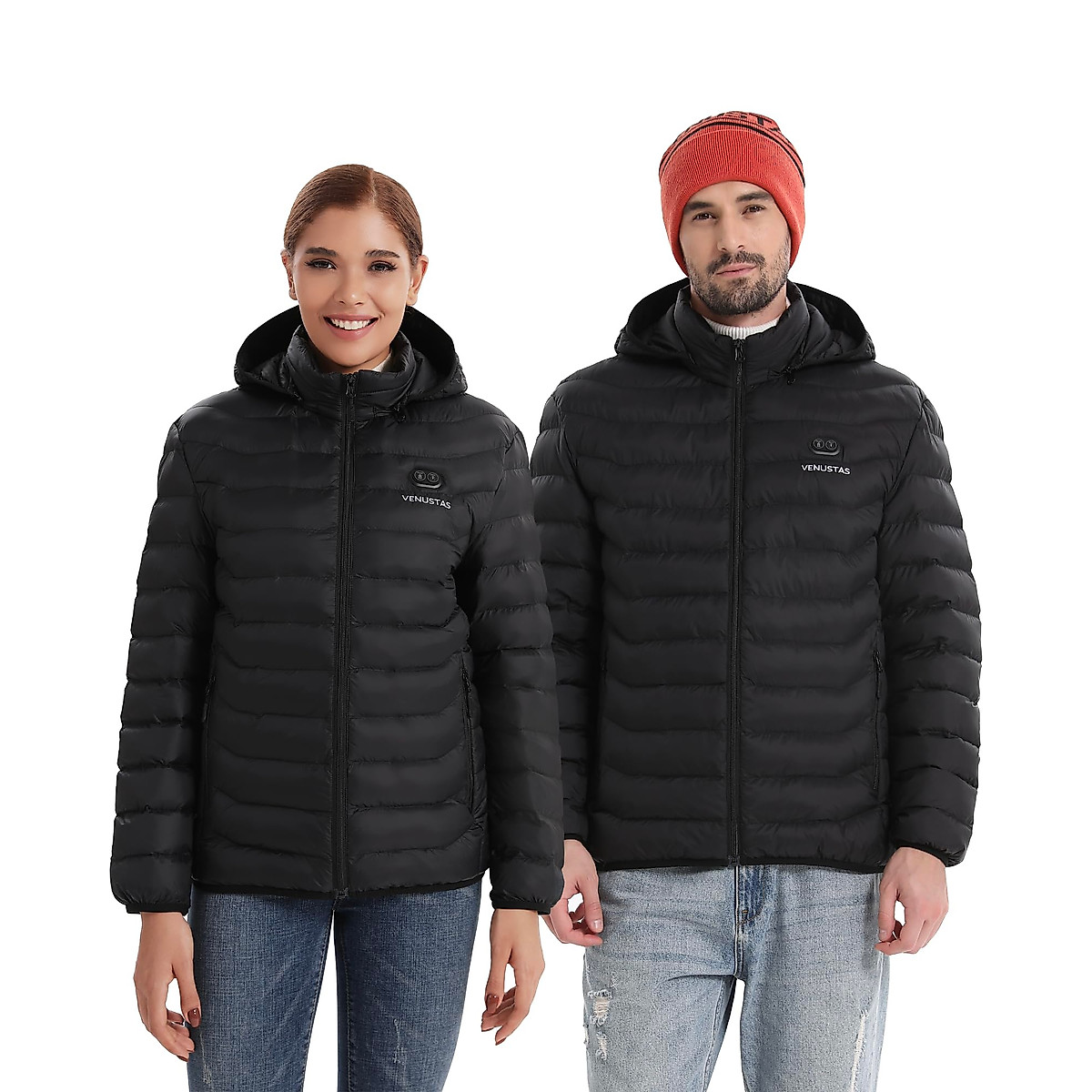 Venustas Unisex Dual-Control Heated Jacket, Water-resistant Heated Coat for Women and Men with Battery Included