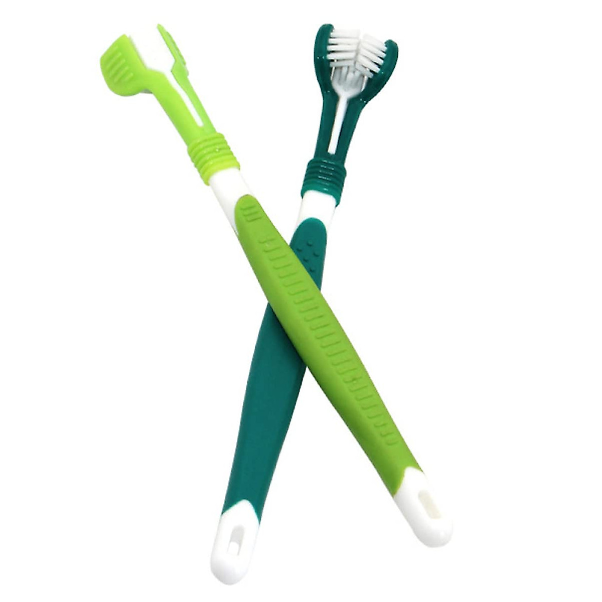 Mipcase 4pcs Head Triple Toothbrush Cleaning for Dogs Headed Care Small Kitten Handle Finger Supplies Pet Dog Hair Oral Tooth Gentle Toothbrushes Teeth Dental Cat Gum Large Green Puppy