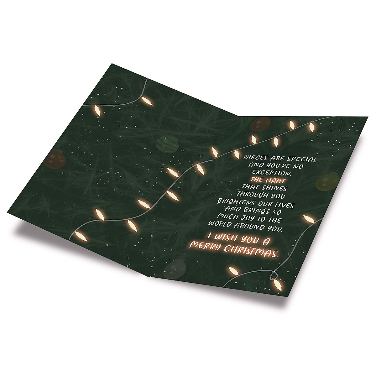Prime Greetings Christmas Card For Niece, Made in America, Eco-Friendly, Thick Card Stock with Premium Envelope 5in x 7.75in, Packaged in Protective Mailer