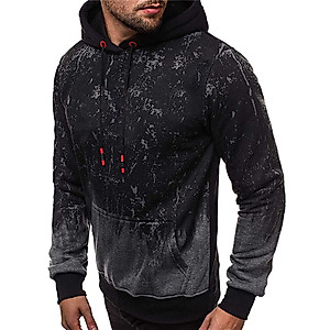 Maiyifu-GJ Pullover Long Sleeve Hoodies for Men Printed Slim Fit Gym Hooded Sweatshirt Casual Sports Hoodie With Kanga Pocket (Dark Grey,Large)