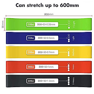 TechStone Resistance Bands Set for Men and Women, Pack of 5 Different Resistance Levels Elastic Band for Home Gym Long Exercise Workout – Great Fitness Equipment for Training, Yoga – Free Carrying Bag