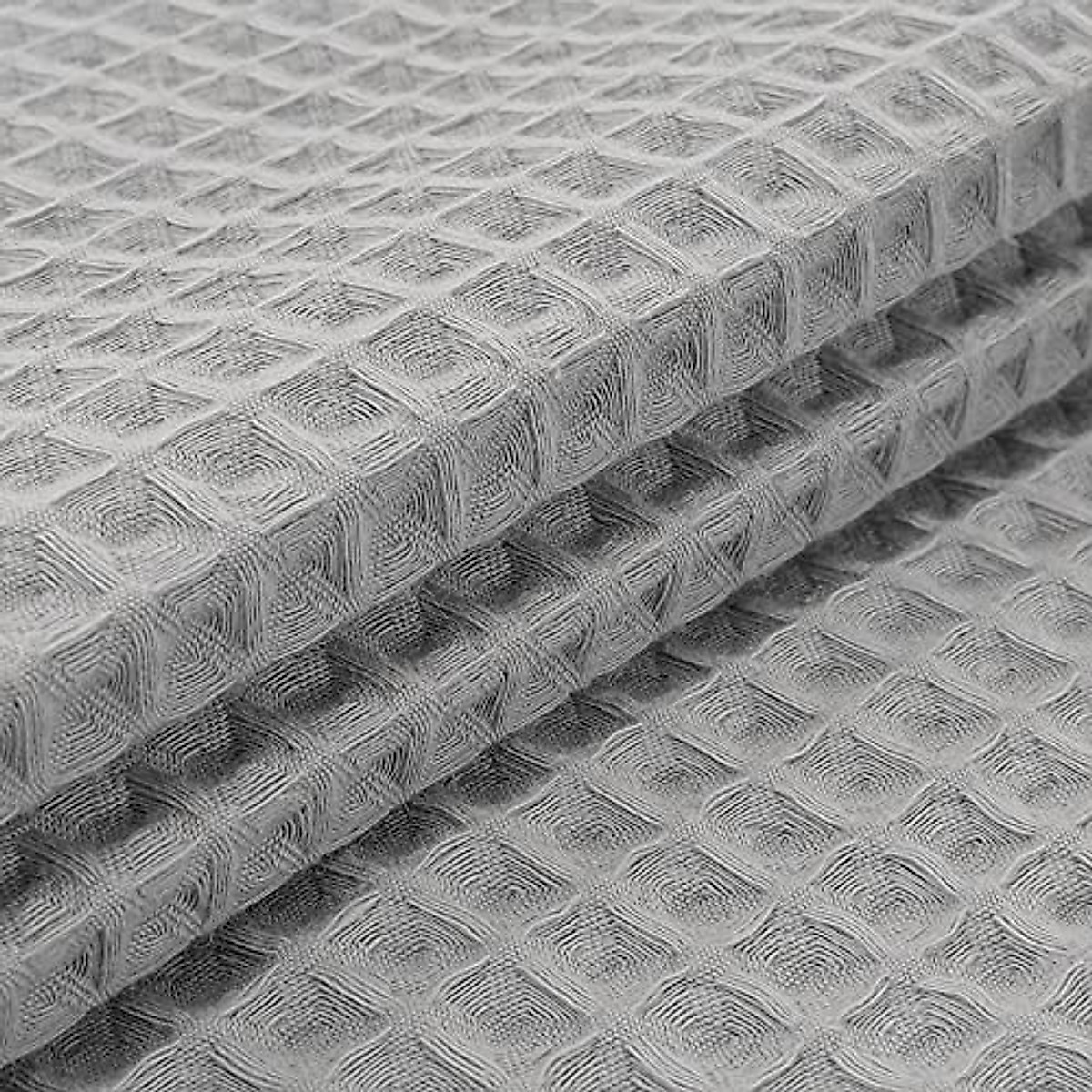 Voguease Cotton Blend Shower Curtain with Snap-in Liner and See-Through Top - Waffle Weave, Heavy Duty, Machine Washable - 71 x 74 inches, Gray