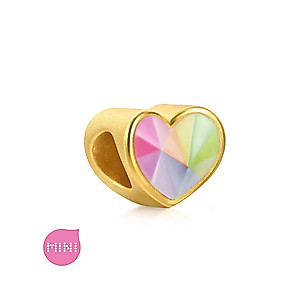 CHOW SANG SANG 999 24K Solid Gold Love Heart Mini Charm Bracelet for Women 91811C