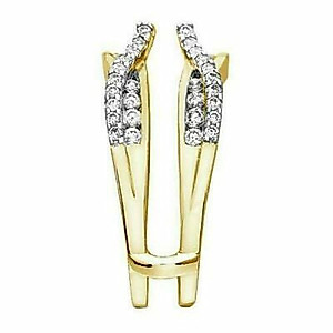 HP Jewels Round Cut White Diamond 14K Yellow Gold Finish 925 Sterling Silver Diamond Wedding Band Engagement Enhancer Wrap Ring for Women's