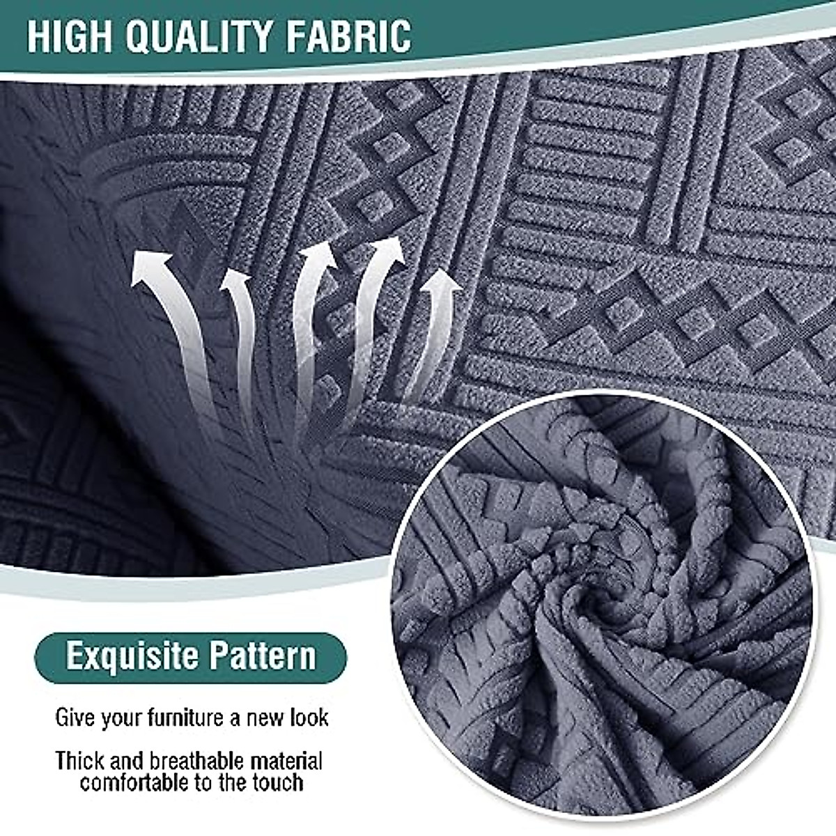 Ruaozz Ottoman Covers Slipcover Rectangle Footrest Stool Cover Ottoman Slipcovers Storage Stool Ottoman Cover Soft Stretch Jacquard Washable with Elastic Straps Bottom（Large, Grey