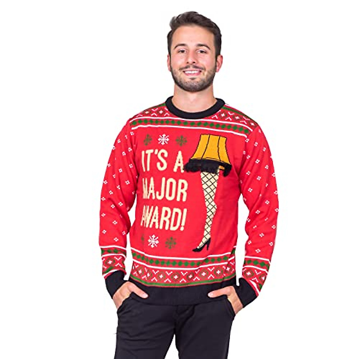 Costume Agent Adult Unisex Cotton It's A Major Award Leg Lamp Movie Ugly Christmas Sweater (S-4XL) Multicolored