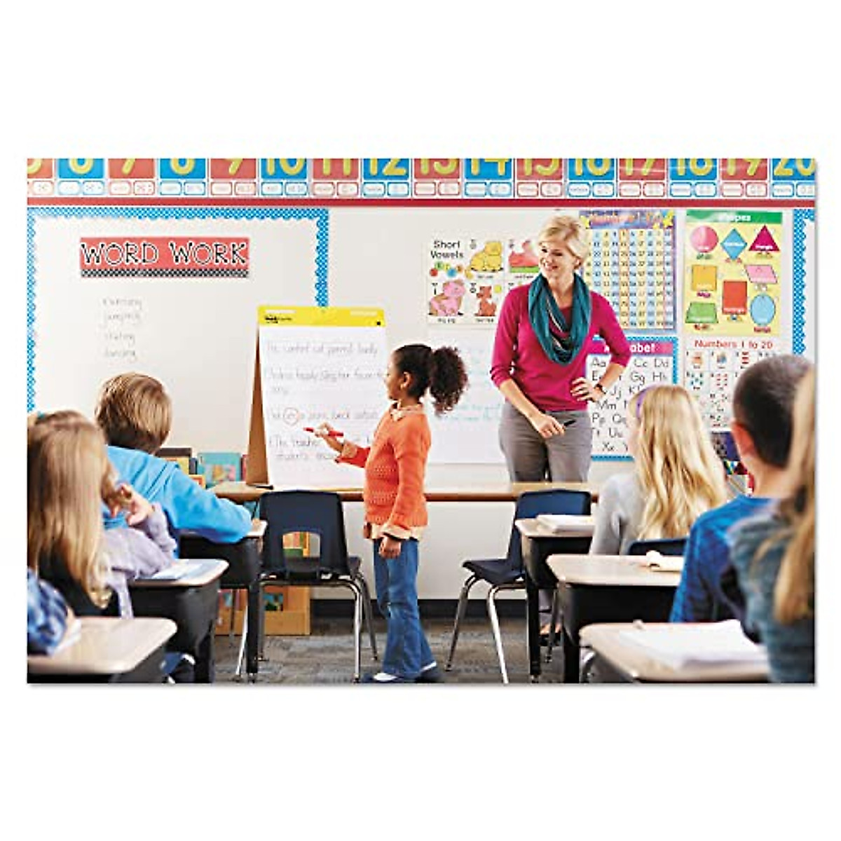 Post-it 563PRL Self Stick Tabletop Easel Ruled Pad, Command Strips, 20 x 23, White, 20 Shts/Pad