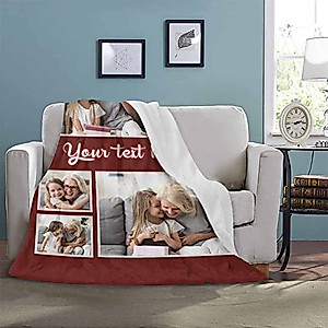 InterestPrint Custom Blanket with Photo Text, Customized Picture Collage Personalized Throw Blankets for Adult Kid Family Birthday Christmas Halloween Father Mother Valentines Day