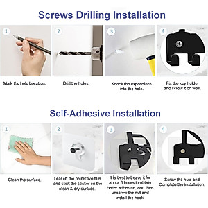 RT&BS Key Hooks for Wall, Key Holder Wall Mounted, Black Metal Hooks for Wall in Entryway Front Door Hallway Bathroom Kitchen, Key Sign 10.2 inches 10 Hooks