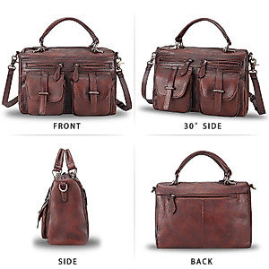 IVTG Genuine Leather Satchel Purse for Women Vintage Handmade Top Handle Bag Crossbody Handbags