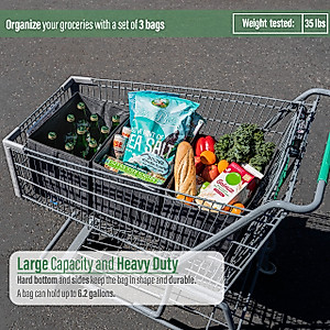 VENO 3 Pack Reusable Grocery Bags, Shopping Bags for groceries, Utility Tote with Handles and Hard Bottom, Foldable Shopping Cart Organizer, Multi-Purpose, Heavy-Duty (BLK Windowpane, 3 Pack)