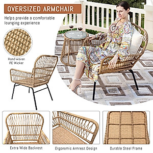 RADIATA Boho Patio Furniture Sets Outdoor Conversation Wicker Bistro Sectional Sofa and Chair Sets for Backyard, Porch, Deck, Garden (7pcs)