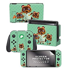 Controller Gear Aunthentic & Officially Licensed Animal Crossing: New Horizon - "Tom Nook & Team" Nintendo Switch Skin Bundle