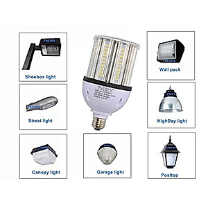 TSEXES 40W LED Bulbs 6000Lumen E26 Medium Base LED Corn Light Bulb 5000K Daylight,Equivalent 175W to 250W Metal Halide Bulb HID HPS Bulb for Indoor Outdoor Garage Workshop Warehouse Backyard