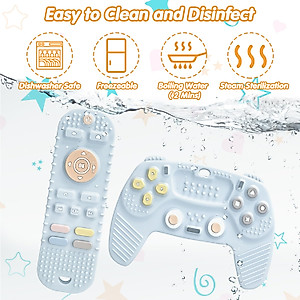 Remote Teether for Pet 2 Pack Baby Remote Control Toy Baby Teething Toys for Babies 0-6,6-12,18 Months,BPA Free Silicone Baby Teether Toys for Infant Toddlers Teething Relief Chew Toys Set,6m+