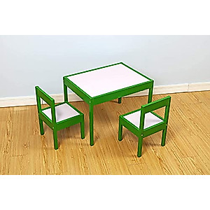 Coin and Coins - Kids Wood Table & Chair Set, Kids Play Table for Picnic, Dining, Outdoor - Art, Craft, Drawing, Painting Activities, Wooden|3 Pieces (Green)
