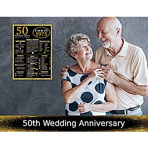 Back In 1973 Party Poster- Large 14x19.5 in Laminated.- Black and Gold - 50th Birthday Gifts, Wedding Anniversary, 1973 Class Reunion, Party Supplies, Party Decorations (1973 50th Gold)