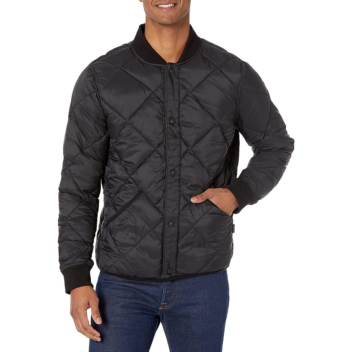 Calvin Klein Men's Reversible Diamond Quilted Jacket, Black, Large