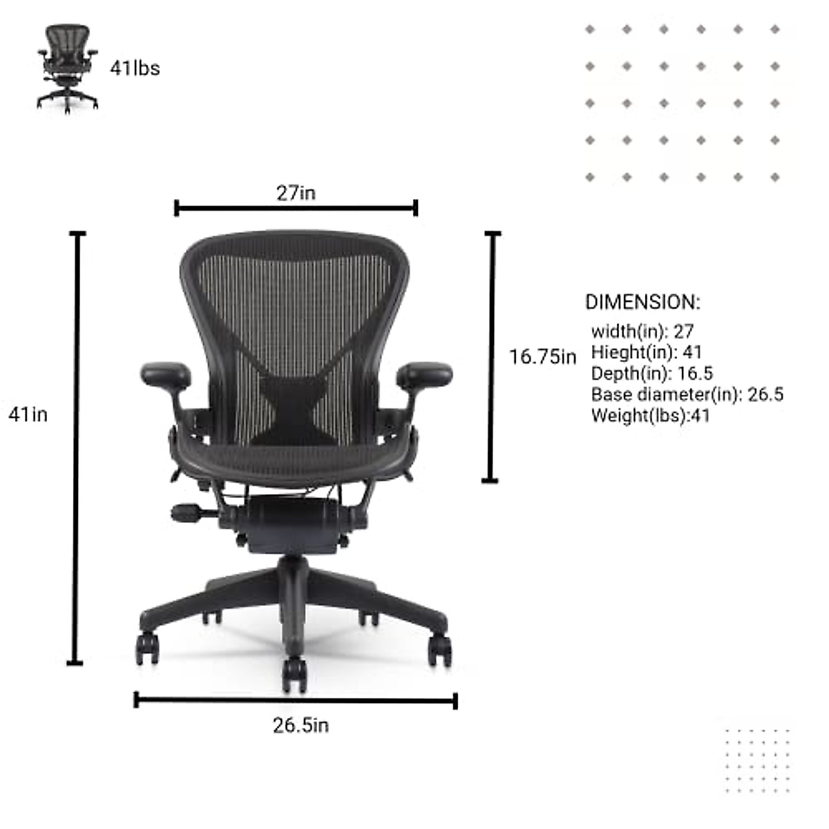 Aeron Chair by Herman Miller - Highly Adjustable Graphite Frame - with PostureFit - Carbon Classic (Medium)