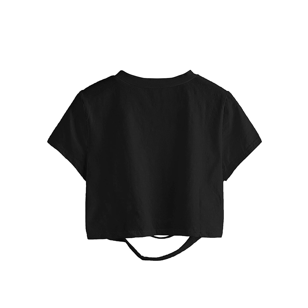 SweatyRocks Women's Short Sleeve Cutout Tee Shirt Distressed Crop Top Pure Black S