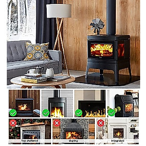 ADIUPUL Wood Stove Fan【2023 New 8-Blade】 Fireplace Fan,Heat Powered Stove Fan,Heated Fan Noise-free,Built-in Temperature Gauge,Circulating Warm Air,Eco Fan for Wood Burning Stove/Log Burner/Pellet