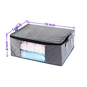 Storage Clothes Bins Closet Bags - 35L Containers Organizer Boxes Clothing Bin Organization for Organizing Blanket Pillow Sheet Sweater, Foldable Fabric Bedroom Small Storage Totes With Lids Zipper