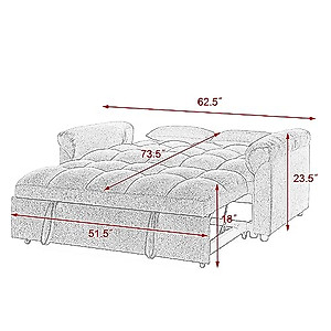 ERYE 3-in-1 Loveseat Futon Sofa Convertible Twin Bed,Love Seat W/Pull Out Sleeper Couch Bed & Reclining Backrest for RV Office Small Space Living Room Furniture Sets