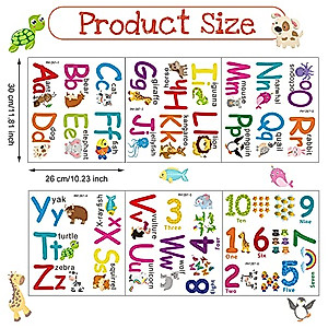 Alphabet Wall Stickers Kids Toddler Decors Animal ABC Stickers Removable Letters Number Decals Girls Boys Nursery Bedroom Living Room