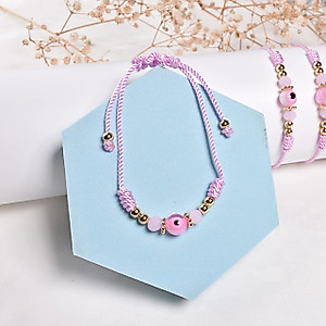 chorfla Evil Eye Bracelet For Women Teen Protection Bracelet Pink Knot Bracelet Ojo Anklet Gift String Rope Thread For Daughter Niece Granddaughter Friend Bff Good Luck Christmas
