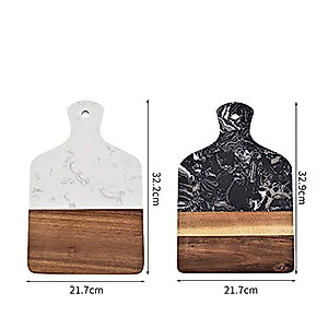 SKIMT Chopping Board Marble and Acacia Wood Kitchen Chopping Board Cutting Blocks Fruit Bread Cheese Steak Pizza Serving Tray Tableware Dinner Plate (Color : Black)