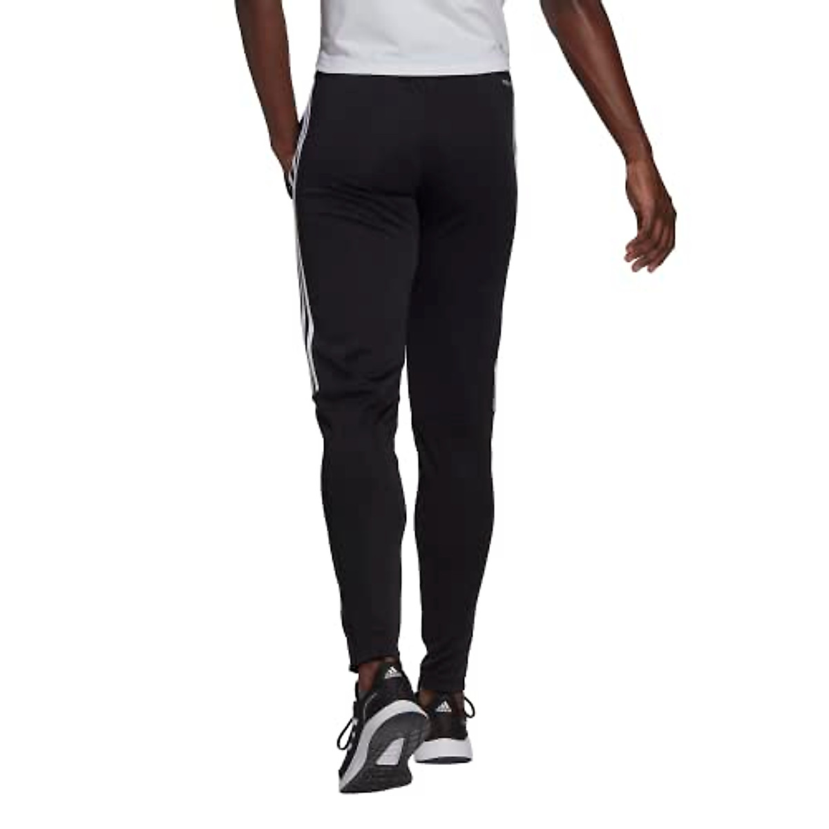 adidas Women's Aeroready Sereno Slim Tapered-Cut 3-Stripes Pants, Black/White, Medium