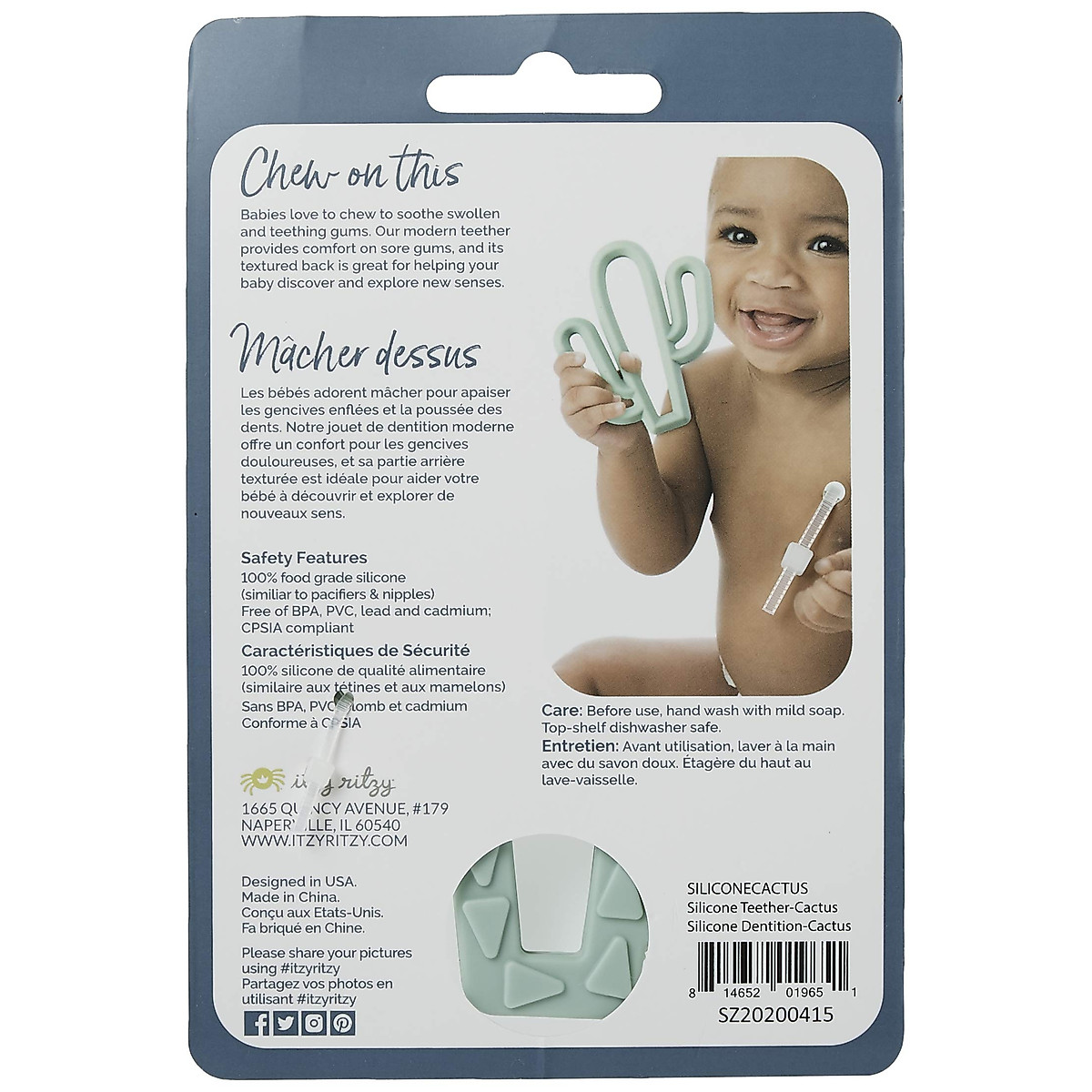 Itzy Ritzy Silicone Baby Teether – BPA-Free Infant Teether with Easy-to-Hold Design & Textured Back Side to Massage & Soothe Sore, Swollen Gums - Teething Toy for 3 Months & Up - Pink Unicorn